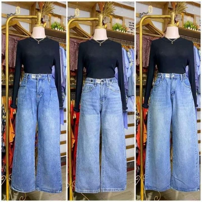 Denim Wideleg Outfit baggypants denim | Shopee Philippines
