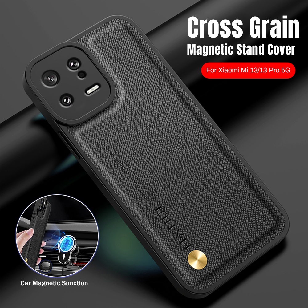 Xiomi 13 Pro Case Cross Grain Leather Magnetic Coque For Xiaomi13 Mi13 ...