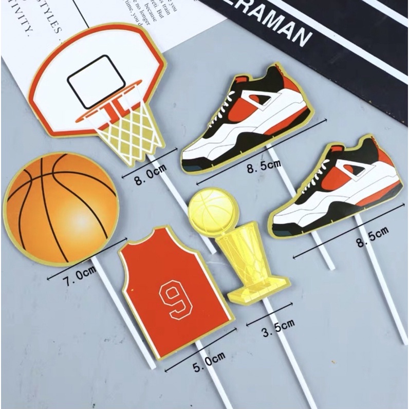 Basketball court shoes trophy ball Cardstock cake topper | Shopee ...
