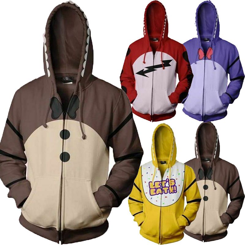 Five Nights At Freddy's FNAF Cosplay Costume Men Hoodie Zipper Jacket ...