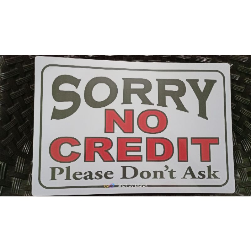 Sorry No Credit Signage A4 Size PVC (Hard Plastic) | Shopee Philippines