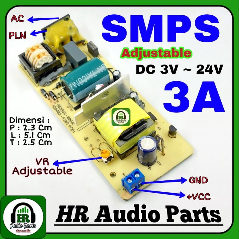 SMPS DC Power Supply DC Adjust 2V - 24V 3A Protection System Adapter ...