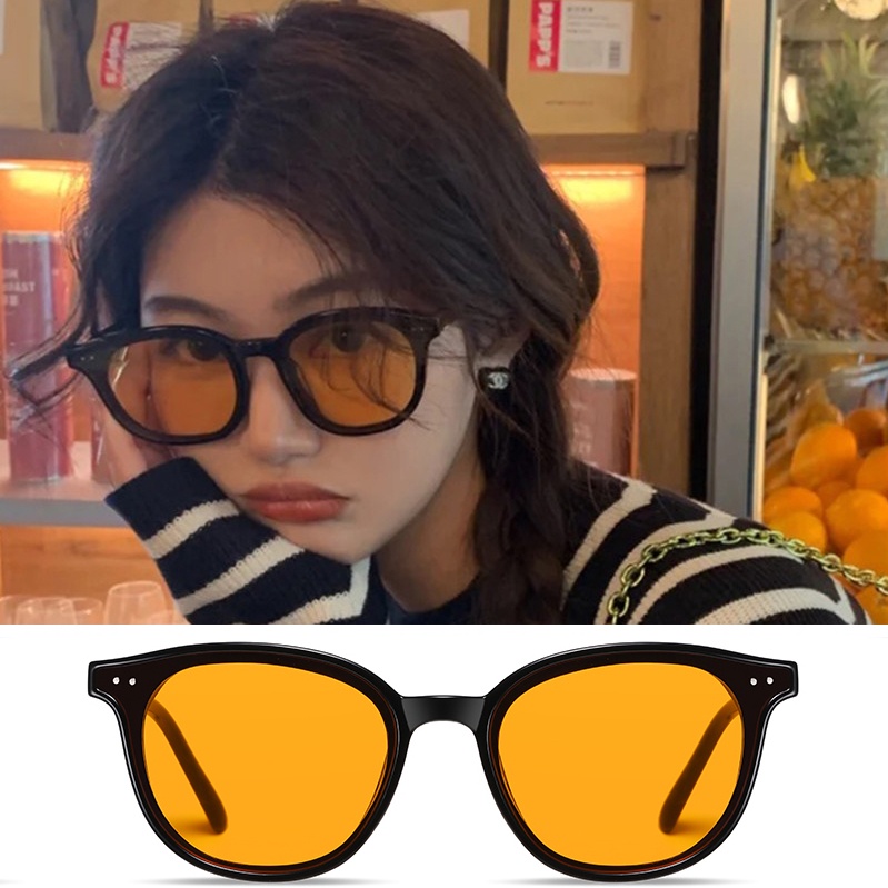 *Ready Stock*COD New Korean Fashion Retro Orange Yellow Lens Sunglasses ...