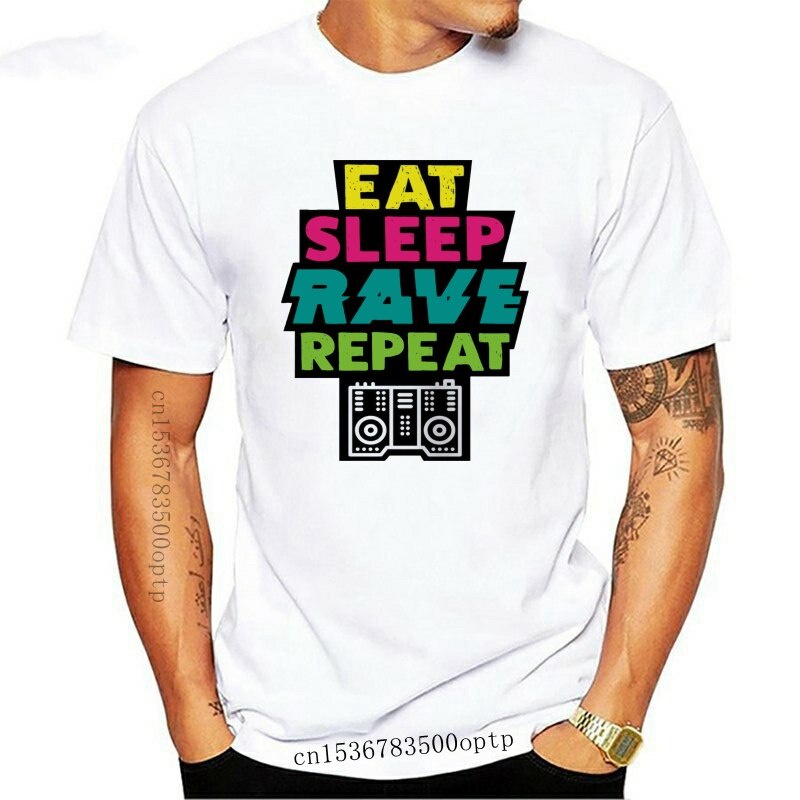 100% cotton T-shirt New Eat Sleep Rave Repeat T Shirt Trance Dj Electronic Dance Music Unisex ...