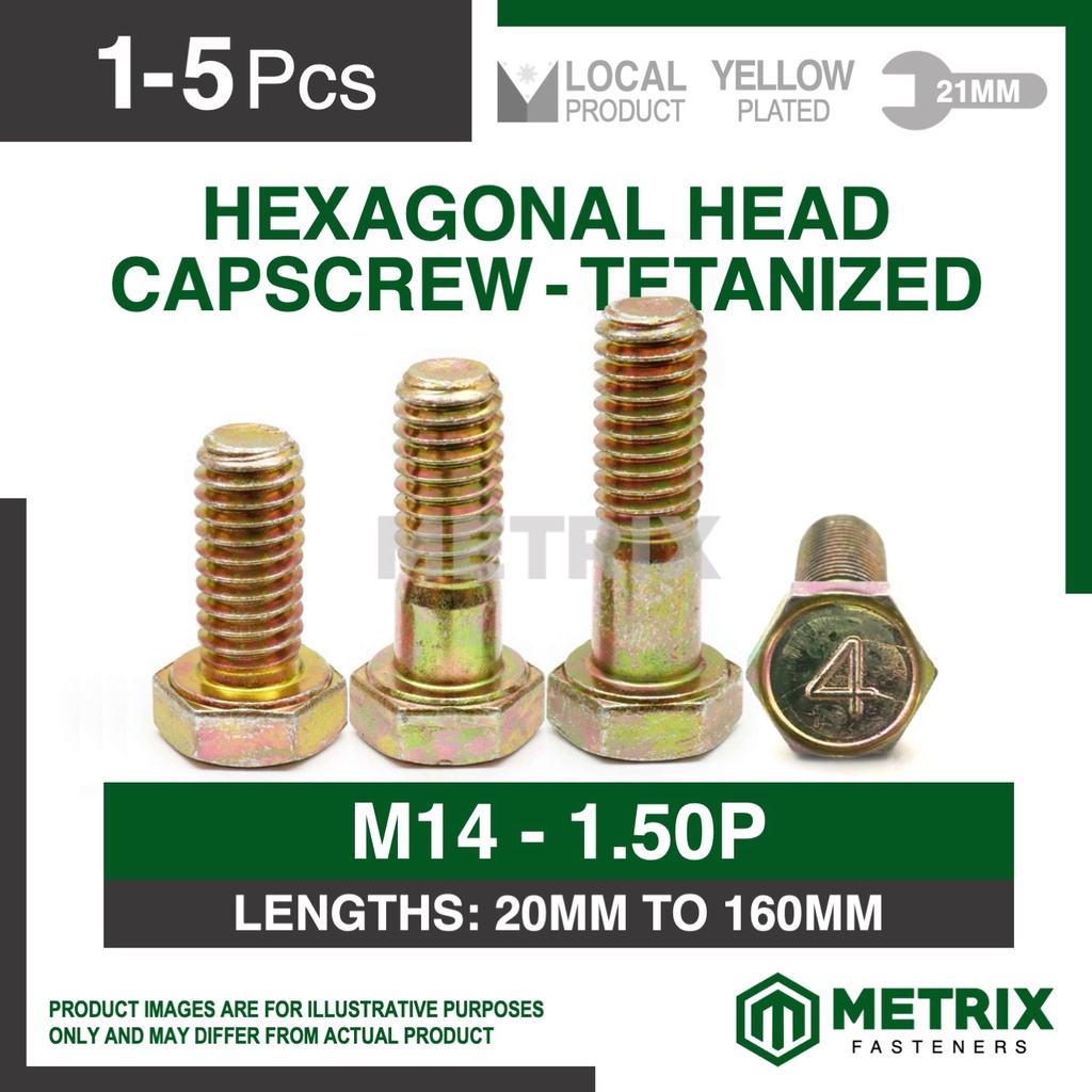 1-5pc Hexagonal Head Capscrew Tetanized / Metric Capscrew / BH Bolt M14 ...