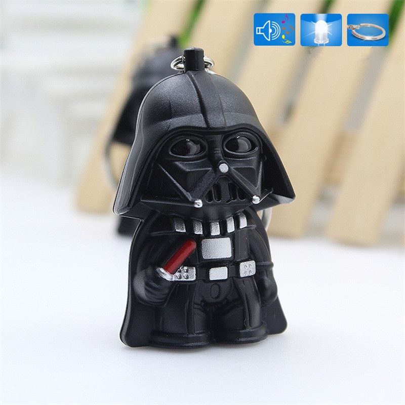 1PCS New Anime Star Wars Keychain Darth Vader Action Figures LED Light ...