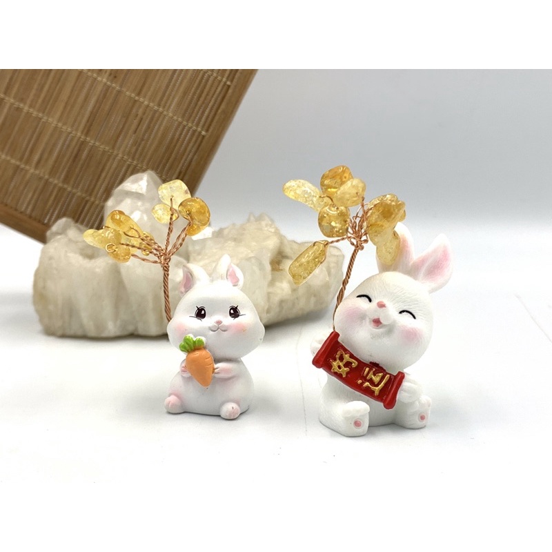 Feng Shui Cute Fortune Rabbit with Citrine Tree Charm (A Pair) | Shopee ...