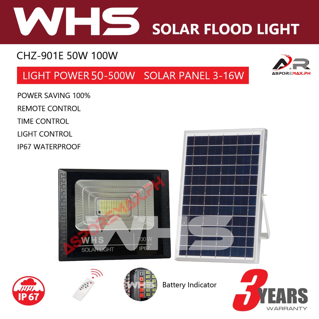 WHS Solar Flood Light Solar Light LED IP67 Outdoor light With Remote ...