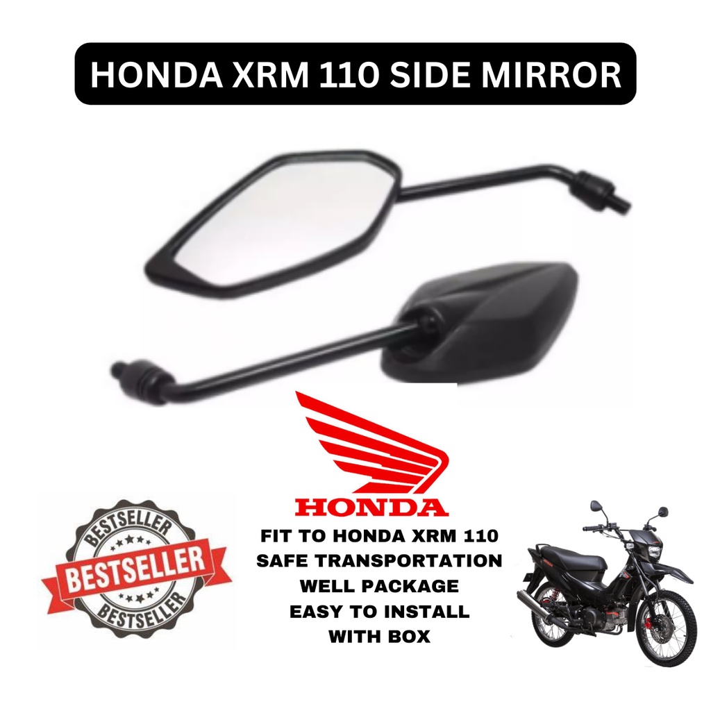 LONG STEM SIDE MIRROR HONDA XRM 110 / 1 PAIR/ BLACK HEAVY DUTY/BEST ...