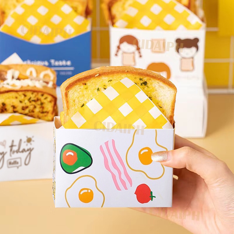 50Pcs Sandwich Box Korean Toast Bread Sandwich Packaging Box Burger Egg ...