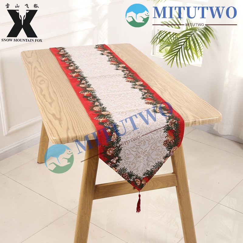 Christmas Table Runner 4/6/8 cotton and linen woven and embroidered ...
