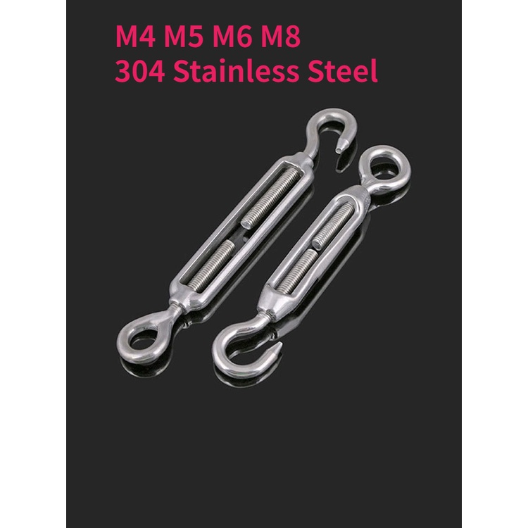 1pcs M4 M5 M6 M8 304 Stainless Steel Adjust Chain Rigging Hooks & Eye ...
