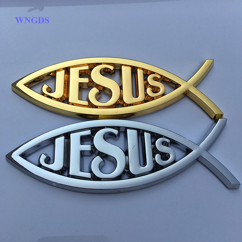 Jesus Fish Decal Sticker Silver,3D Car Chrome Decal Emblem Sticker ...