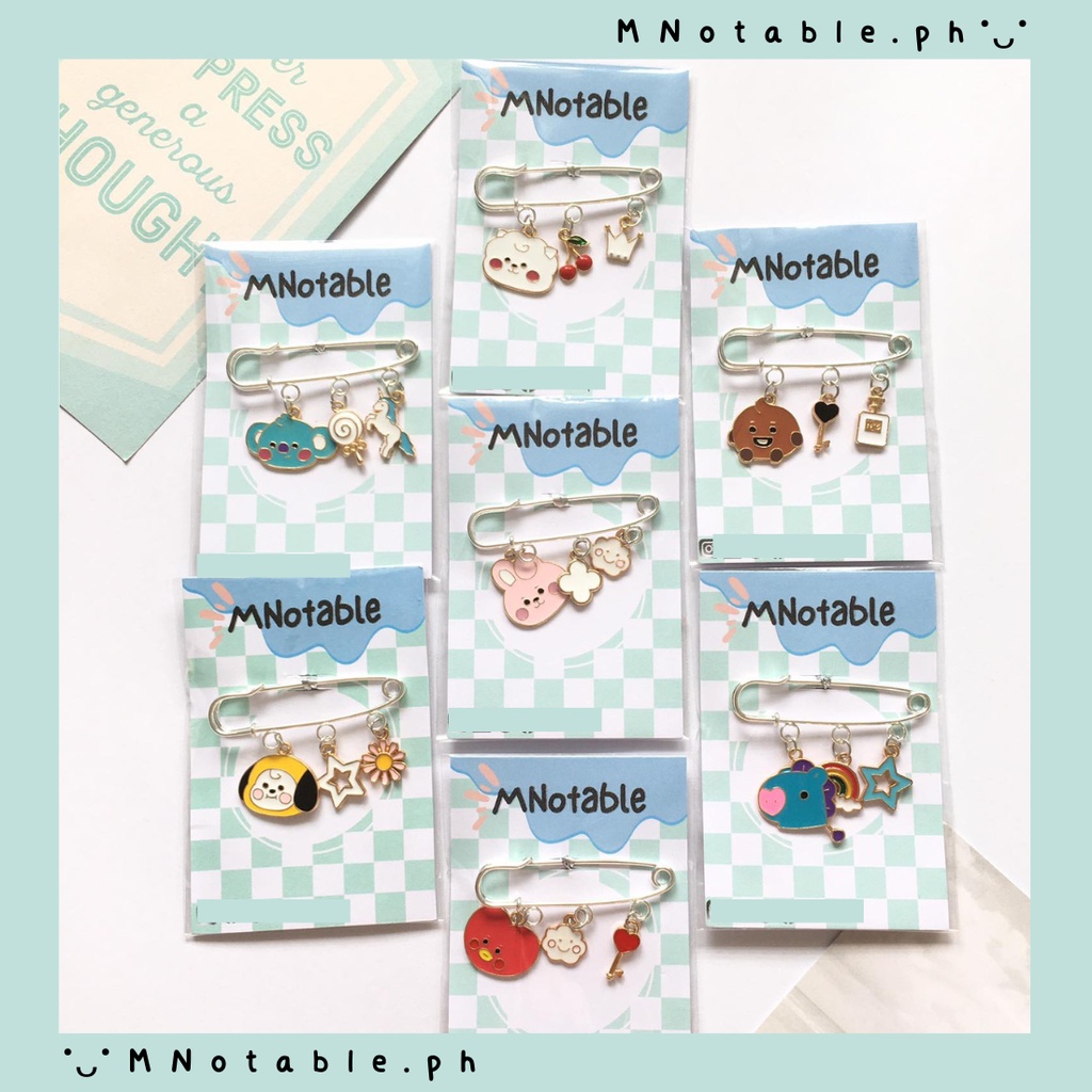 Mnotable Bt21 Bts Safety Pin Rings Shopee Philippines