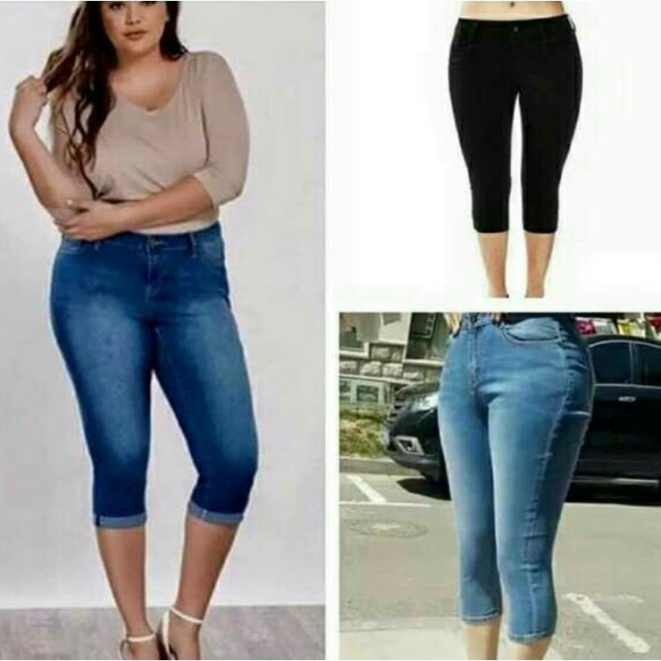 New 3/4 Tokong Denim Stretchable Highwaist August Maong | Shopee ...