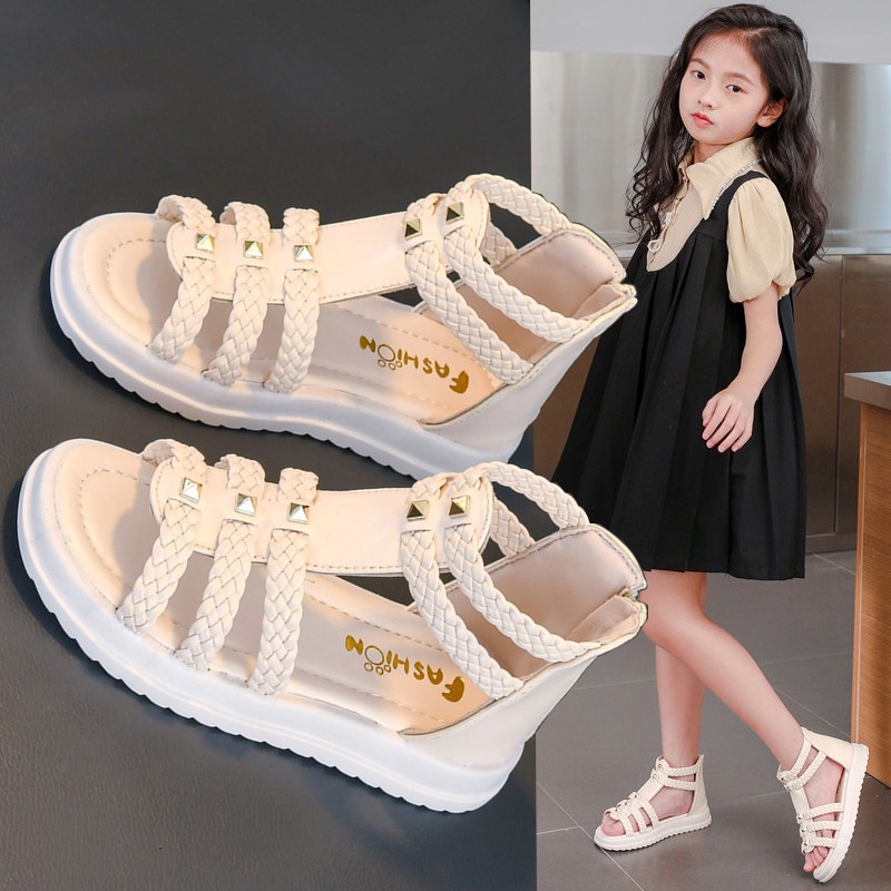 Girls Sandals New Style Fashion Open-Toed Princess Shoes Medium Big ...