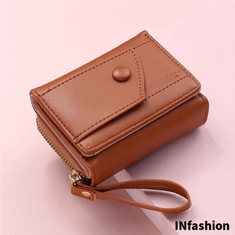 Wallet Women's wallet new 2024 short women's zipper wallet three-fold ...