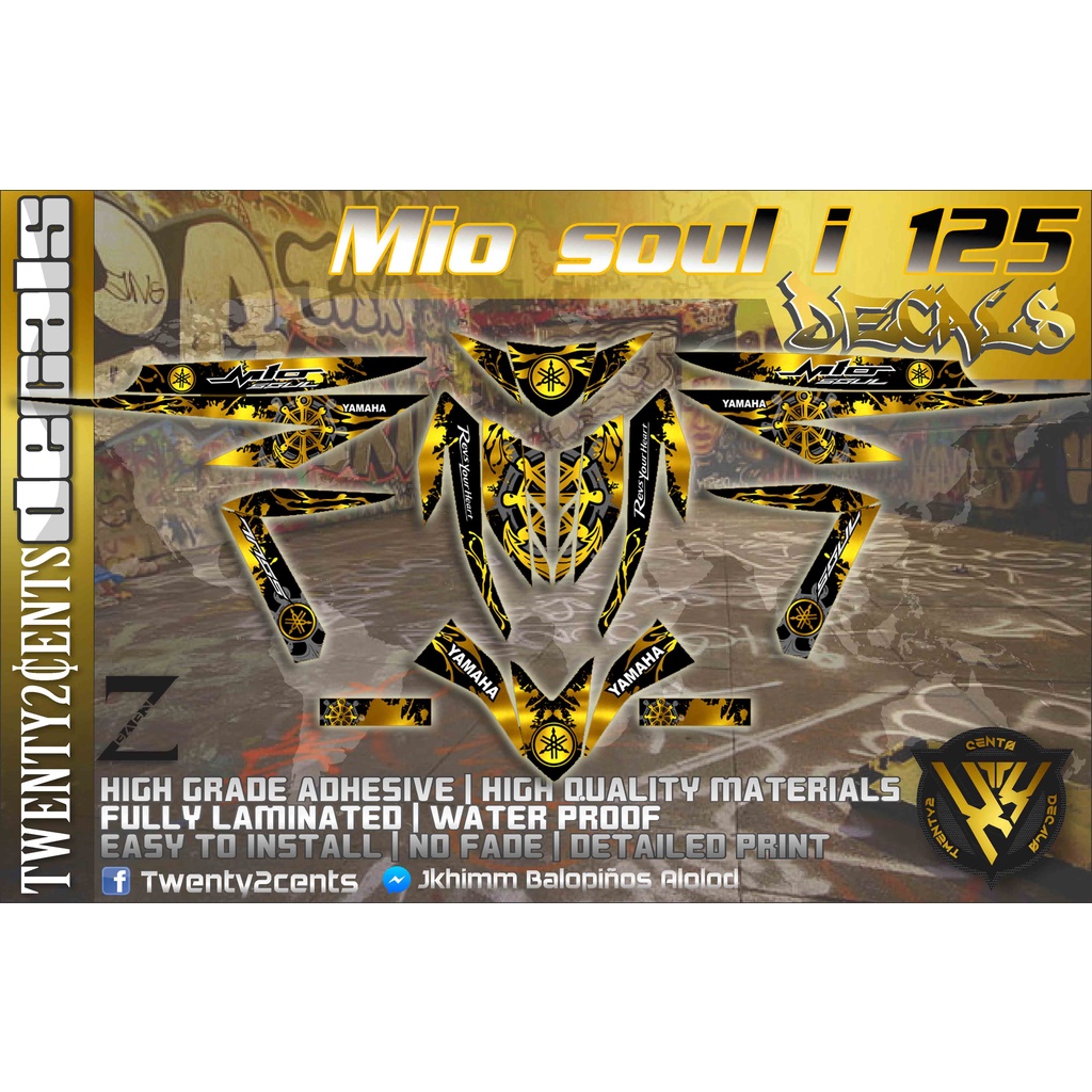 Yamaha Mio Soul i 125 Decals High-Quality Stickers (gold anchor ...