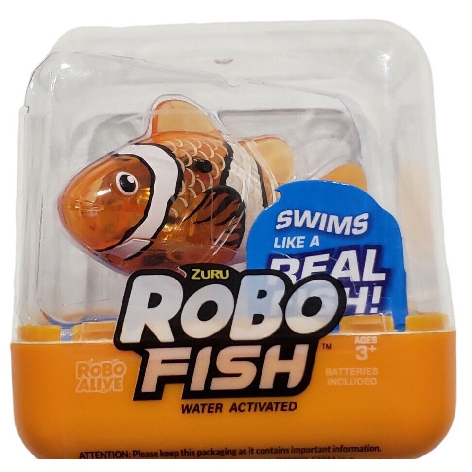 Zuru Robo Alive ROBO FISH Color Change Water Activated Orange Toy Fish ...