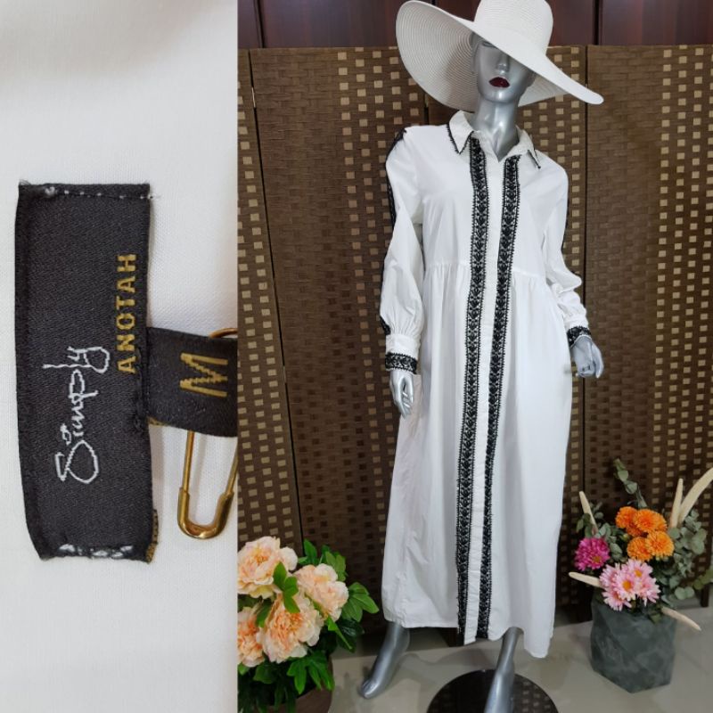 Anotah white button down midi dress | Shopee Philippines