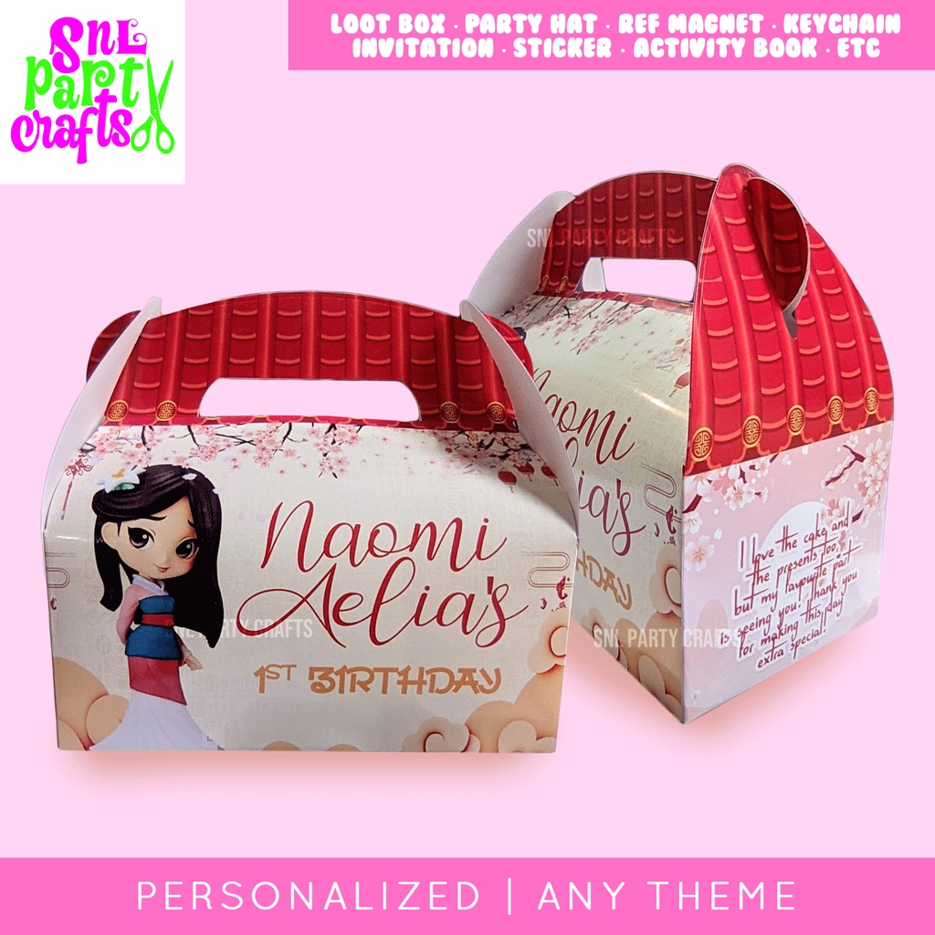 Mulan Loot box Gable box Mulan Party hat Birthday Candy bag Loot bag ...