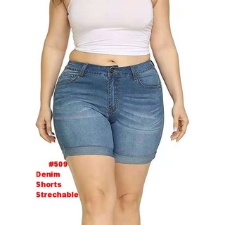 509 HIGHWAIST STRECHABLE CURVY FIT BIG/PLUS SIZE AUGUST Denim Cuffed Shorts | Shopee Philippines