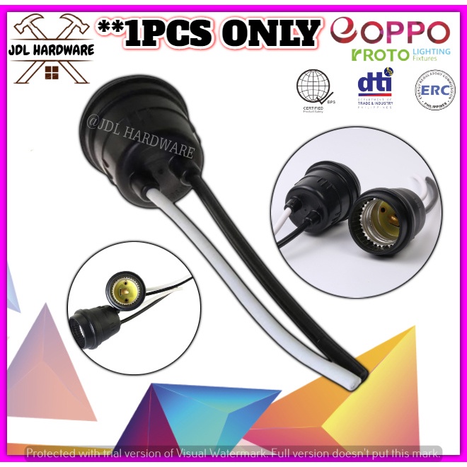 O-103 1PCS Weatherproof Rubber Socket w/ 2 Wire E27 Lamp Socket ...