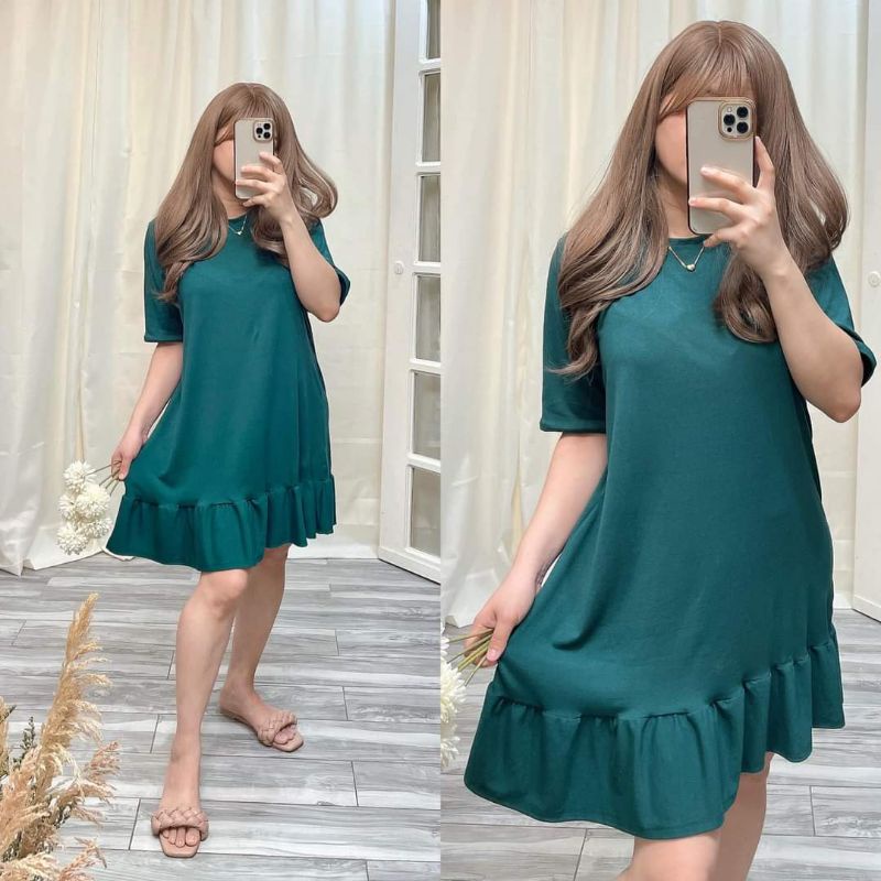 CLOUDYBEE ruffle hem smock cotton dress plus size FIT XL-4XL | Shopee Philippines