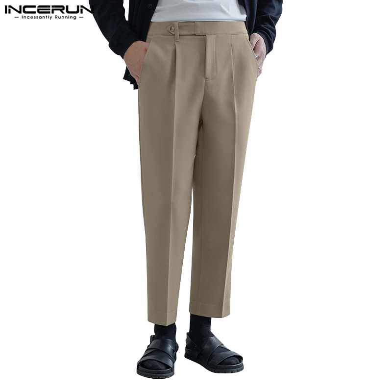 INCERUN Men's Dress Pants Loose Fit Formal Dress Trousers | Shopee ...