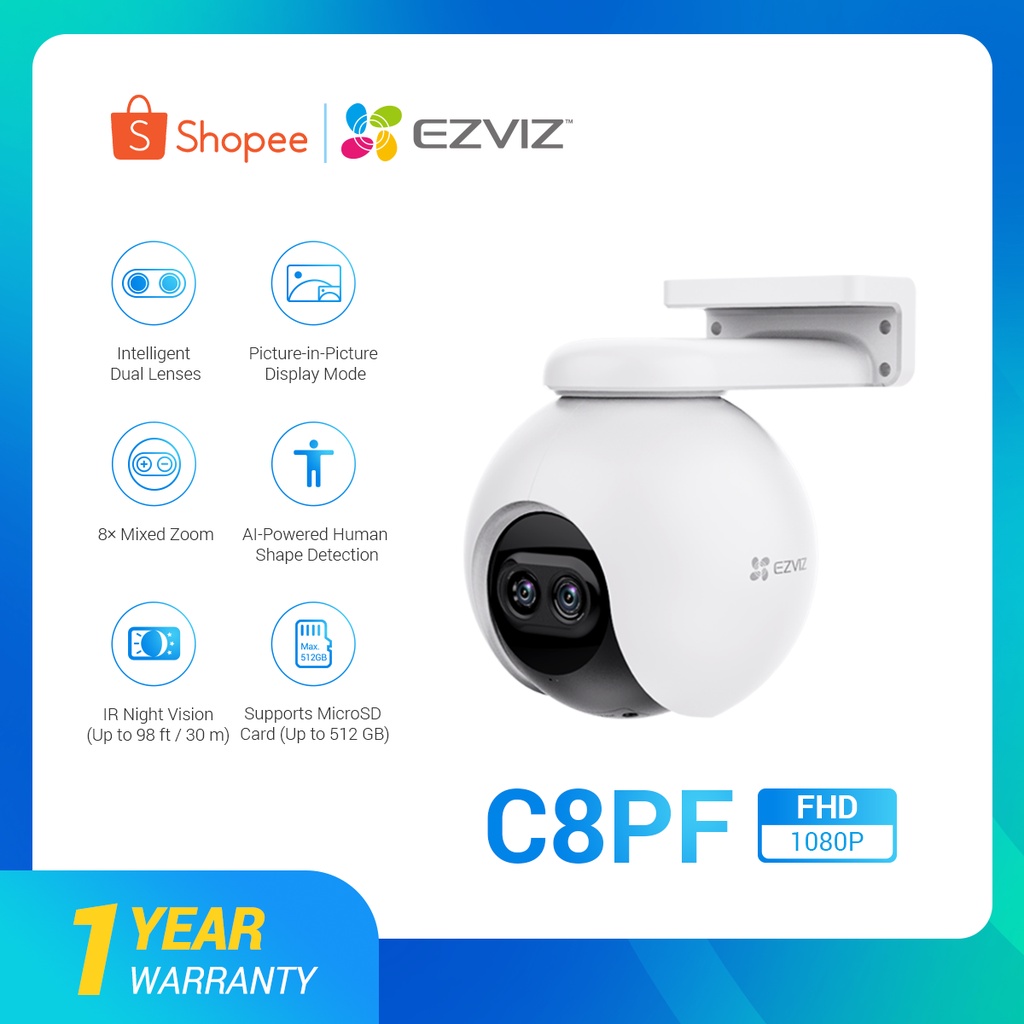 EZVIZ C8PF 1080P HD CCTV Security Camera 360° Outdoor PTZ WiFI IP ...