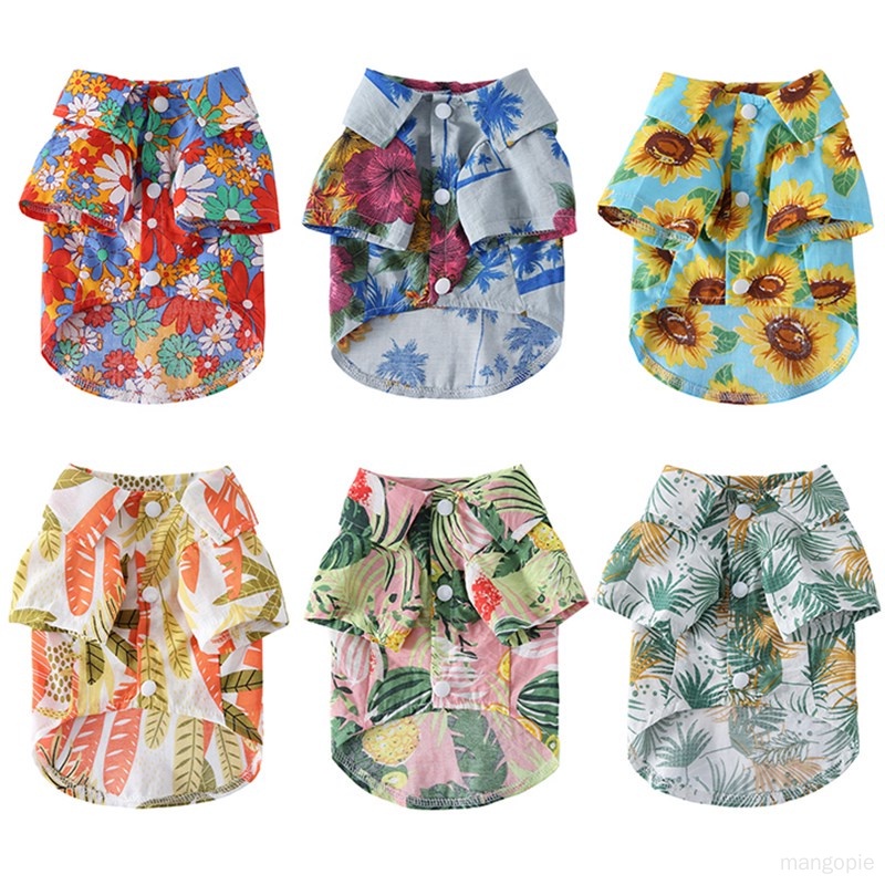 Dog Clothes Summer Beach Shirt Dog Cute Print Hawaii Beach Casual Pet ...
