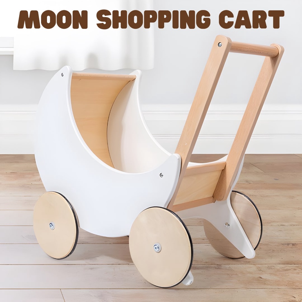 BYJ Moon Shaped Wooden Shopping Cart Toy for Kids | Shopee Philippines