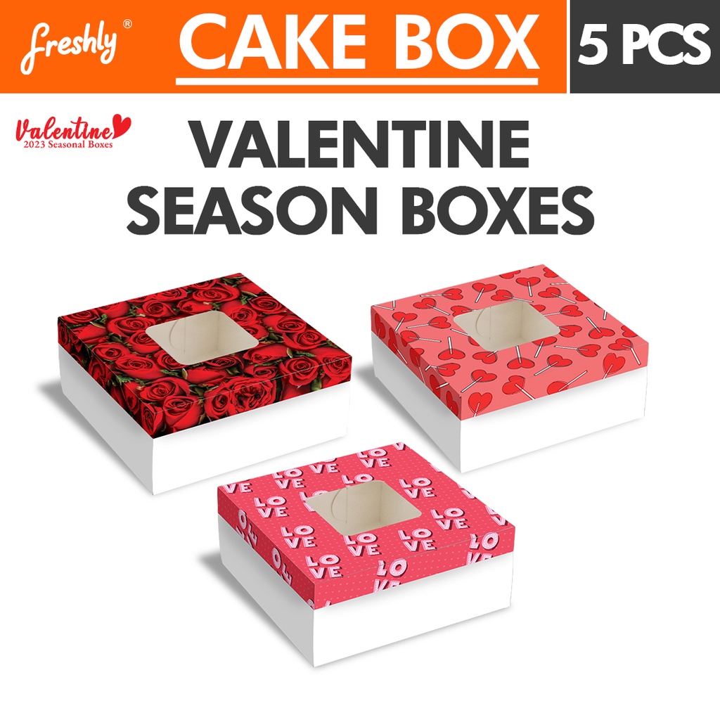 Freshly Valentine Season Cake Box - 10 x 10 x 5 & 12 x12 x 5 (5 pcs ...