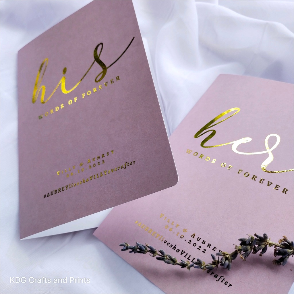 1 pair - His and Her Wedding Vows Card - Colored Background (BACKGROUND ...