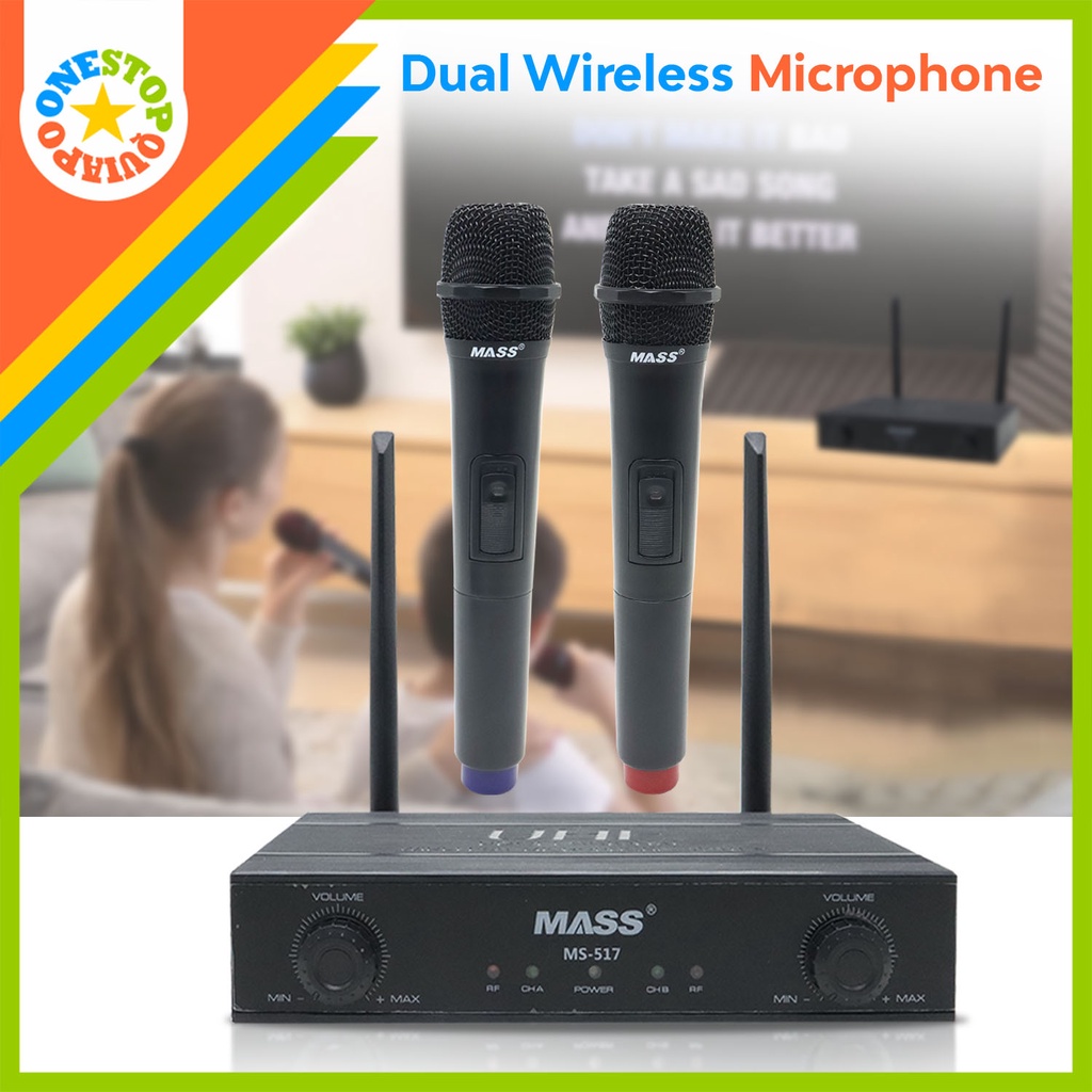 OSQ Mass Dual Wireless Microphone MS-516 | MS-517 | Shopee Philippines