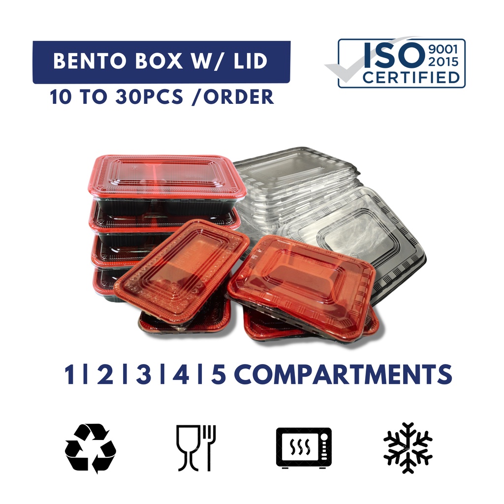 [25 pcs] Bento Box with Plastic Lid ( 1 / 2 / 3 / 4 / 5 Divisons ...