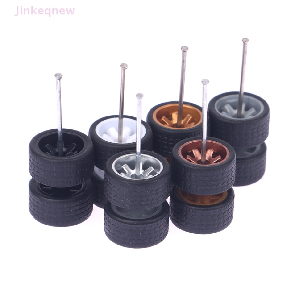 JIN 1Set 1:64 Car Wheels For Hotwheels Rubber Tire With Wheel Axle ...