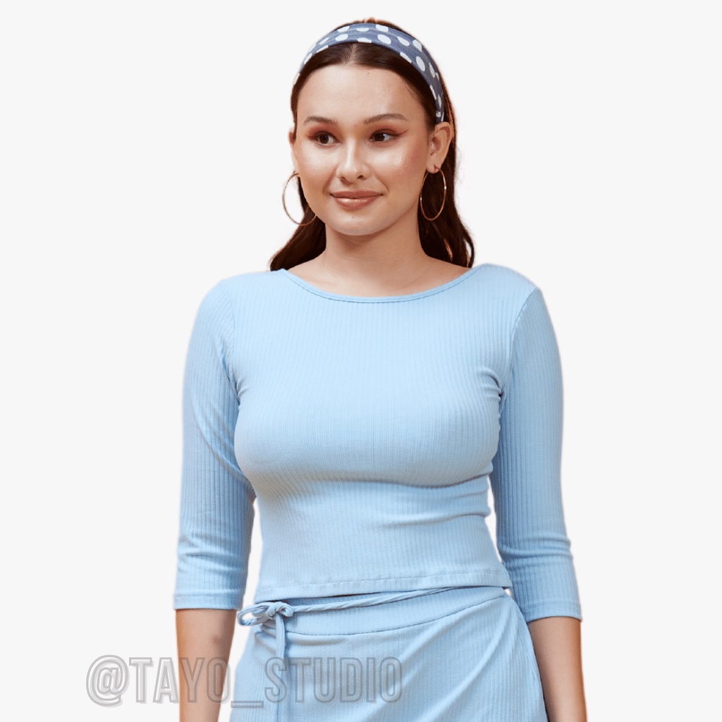 Tayo Studio Cleo Twist Top With 3/4 Sleeves | Shopee Philippines