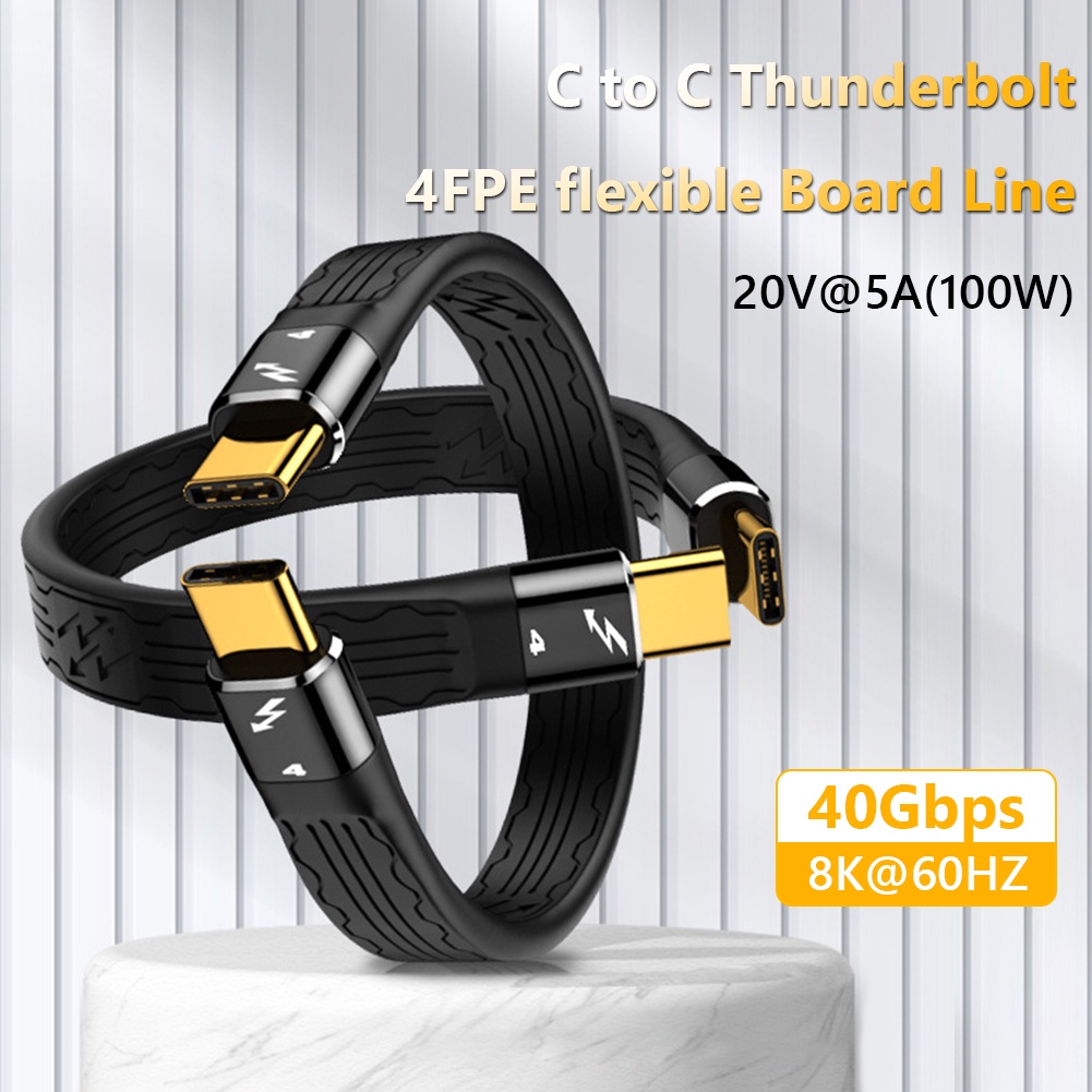 Thunderbolt 4 Soft FPC Data Cable USB4 8K@60Hz 40Gbps USB C to Type C PD100W 5A QC4.0 Fast ...