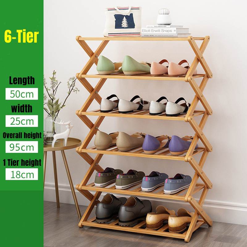 Mstar "6 Layer Bamboo Shoe Rack Organizer Wooden Storage Shelves Stand ...