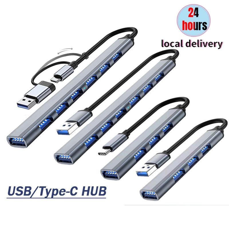 4 Port USB HUB 3.0 7 IN 1 Type C Type A High Speed USB Hole Port ...