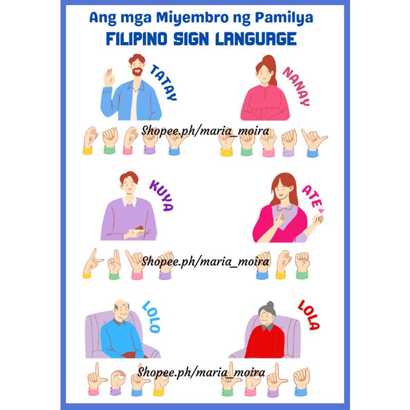 FILIPINO SIGN LANGUAGE CHARTS POSTERS, A4 SIZE LAMINATED SIGN LANGUAGE ...