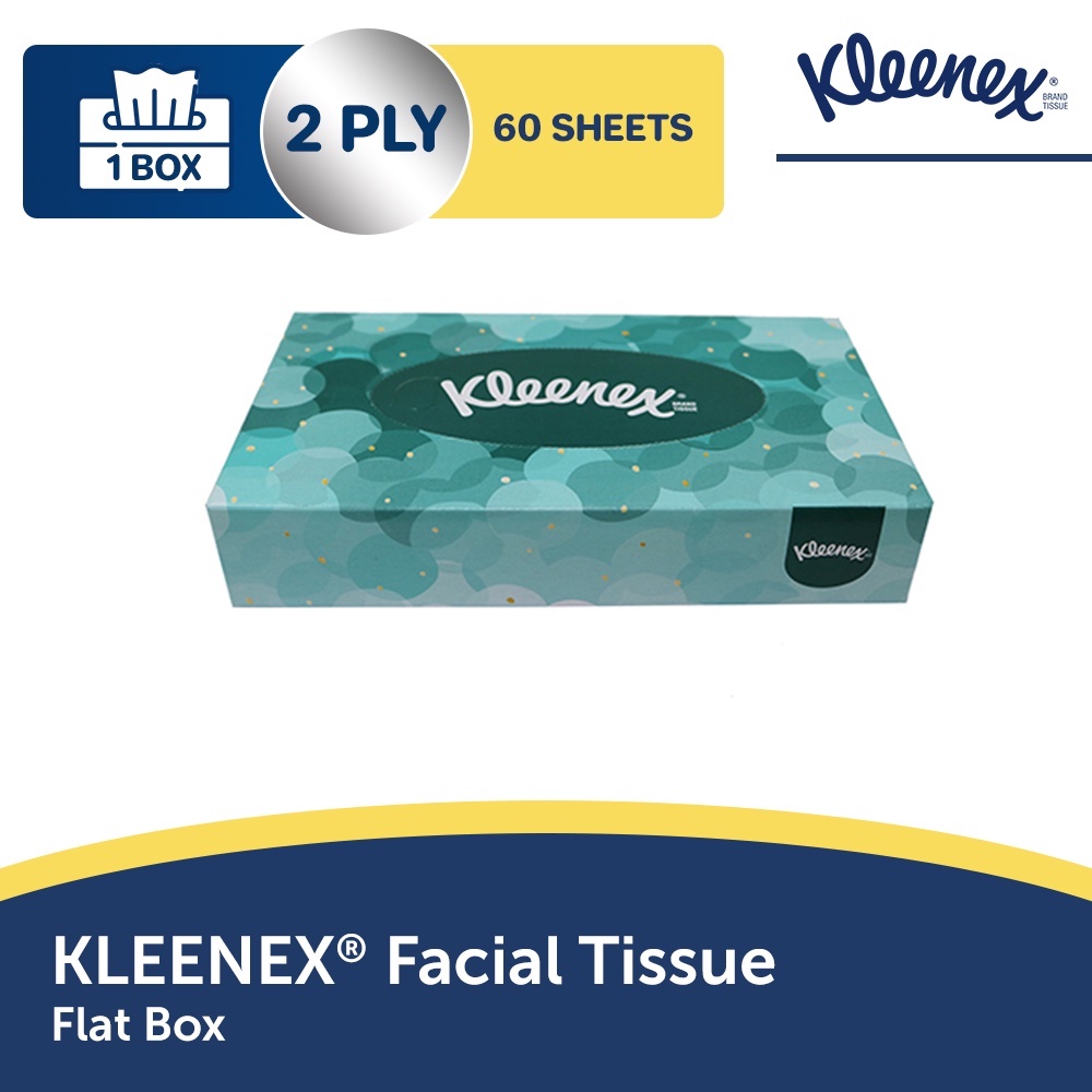 KLEENEX® Facial Tissue Flat Box 120 sheets, 60 pulls, 2 ply | Shopee Philippines