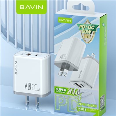 BAVIN PC828 20W PD Type C+USB Port Super Fast Charger Portable Size ...