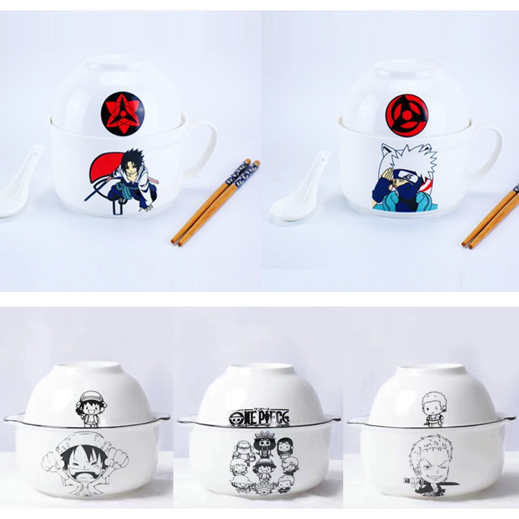 One Piece Naruto bowl Ceramic Student Japanese instant noodle cup Cover ...