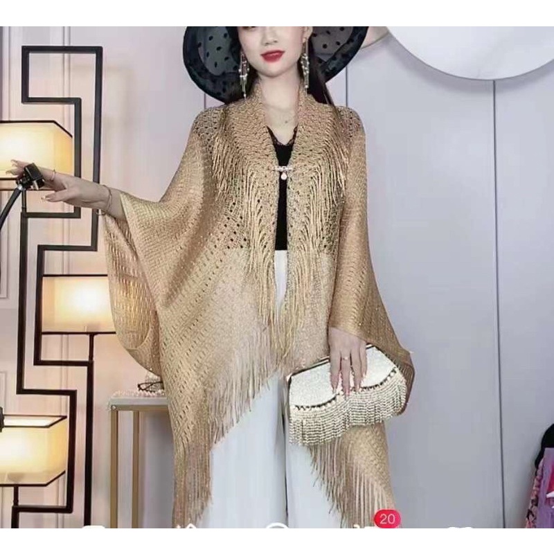 Metallic Hollow Mesh Cloak Poncho | Shopee Philippines