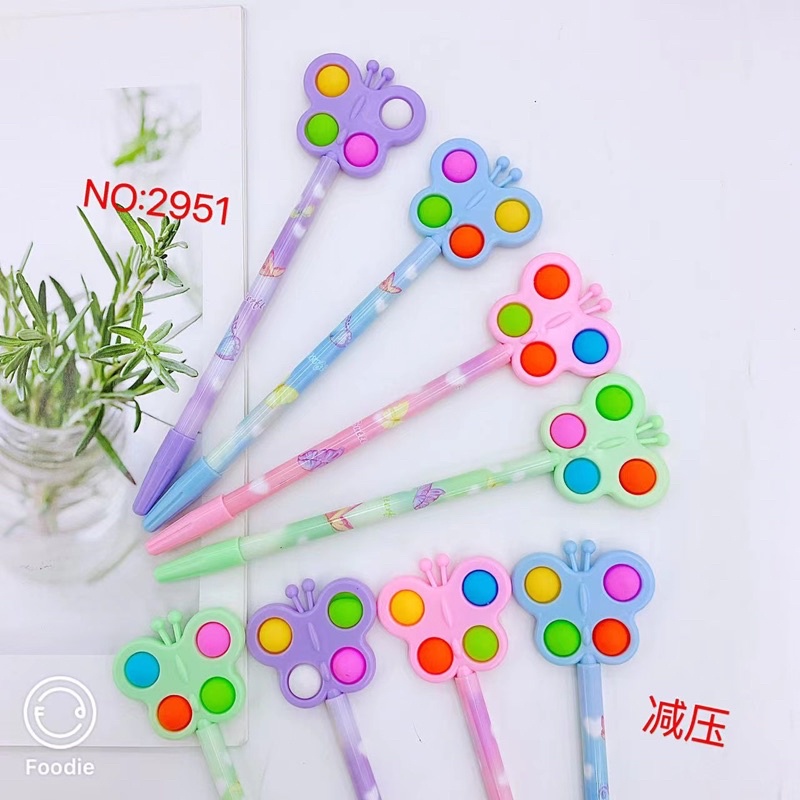 12pcs butterfly pop it black ink sign pen #2951 | Shopee Philippines