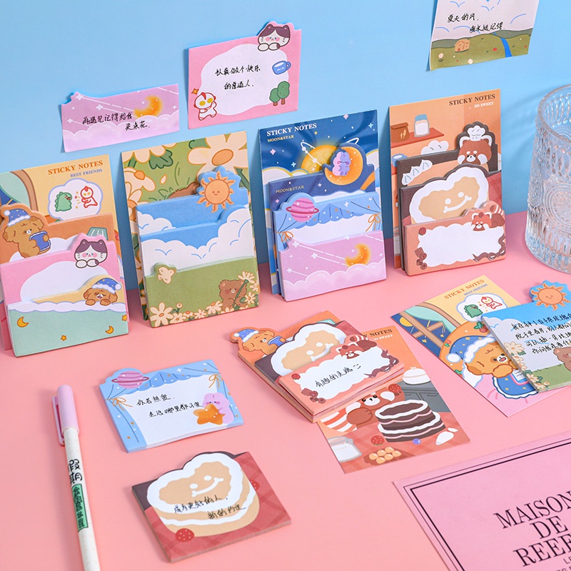 Cartoon 3 Layers Sticky Notes Index Memo Pad Bookmarks Scheduler Paper ...