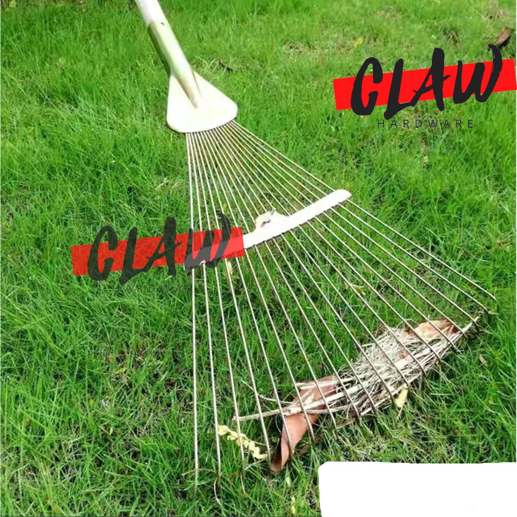 Yellow Adjustable Iron Steel Grass Rake head Leaf Rake Gardening Tool ...
