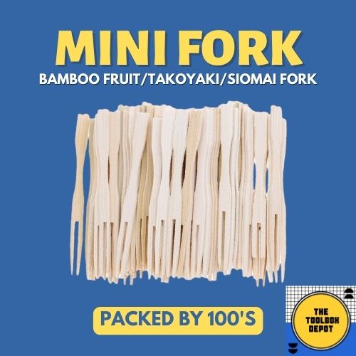 Mini Fork / 100's Mini Bamboo Fruit Fork Takoyaki Fork [8.9cm] Siomai ...